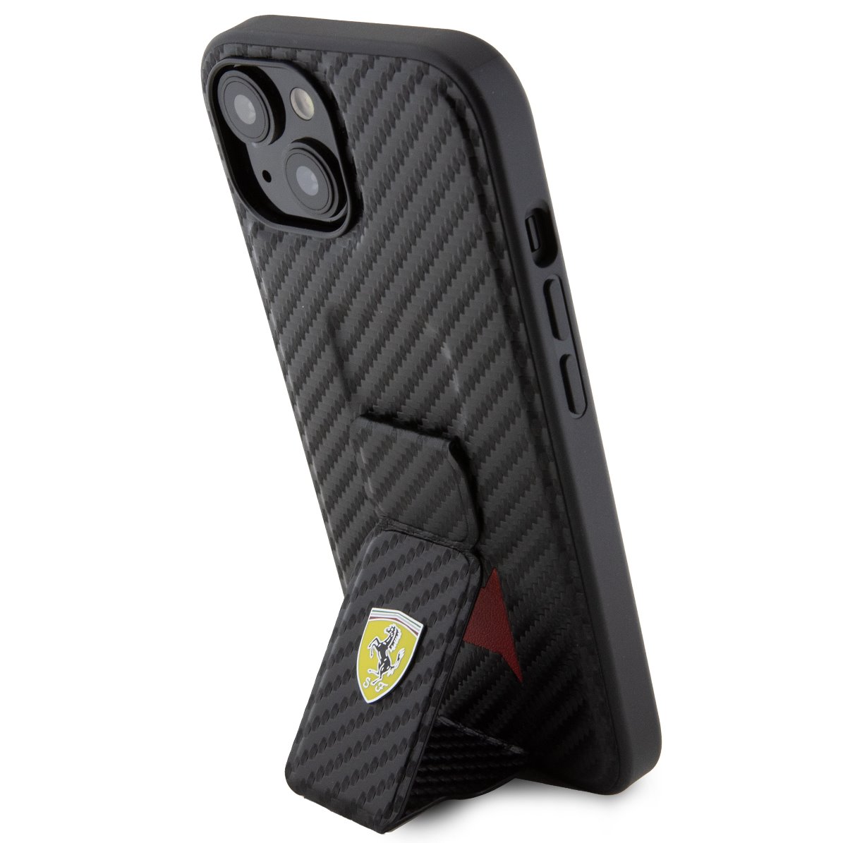 Ferrari Carbon Grip Stand Zadní Kryt pro iPhone 15 Black | ProMobily.cz