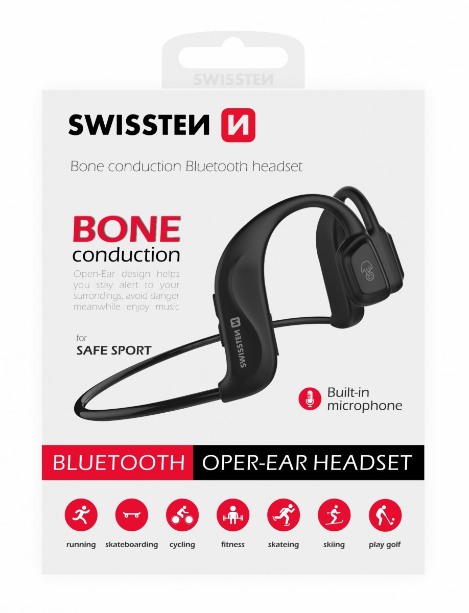 Sluchátka bluetooth swissten bone conduction černá | ProMobily.cz